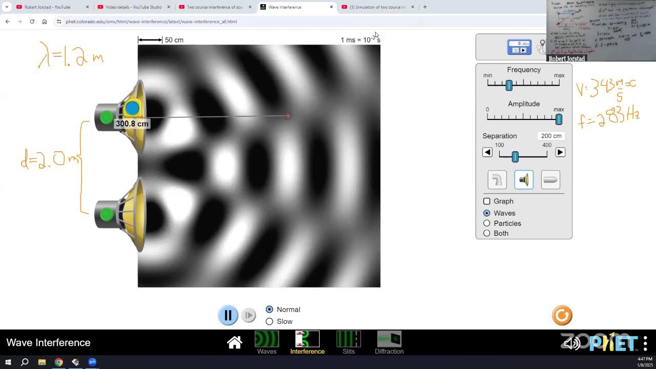 Simulation of two source interference (Phet)