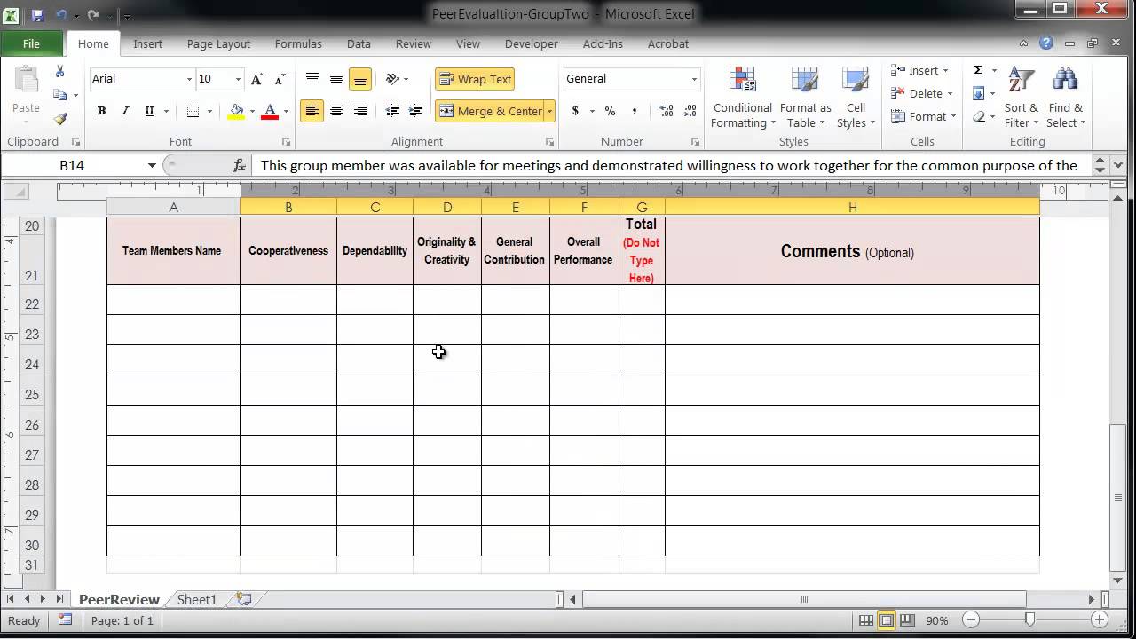How To Complete The Peer Evaluation Form