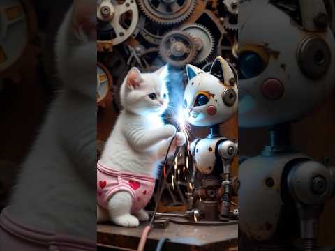 Kitten have no friends made cat robot to take revenge #story #aicat #catshorts #pets #funny #ai