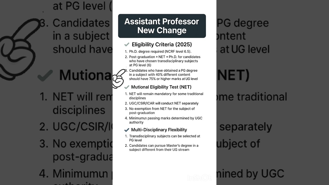 Assistant Professor Eligibility Criteria Changed 2025-26 | Ugc Net /Set/Phd #education