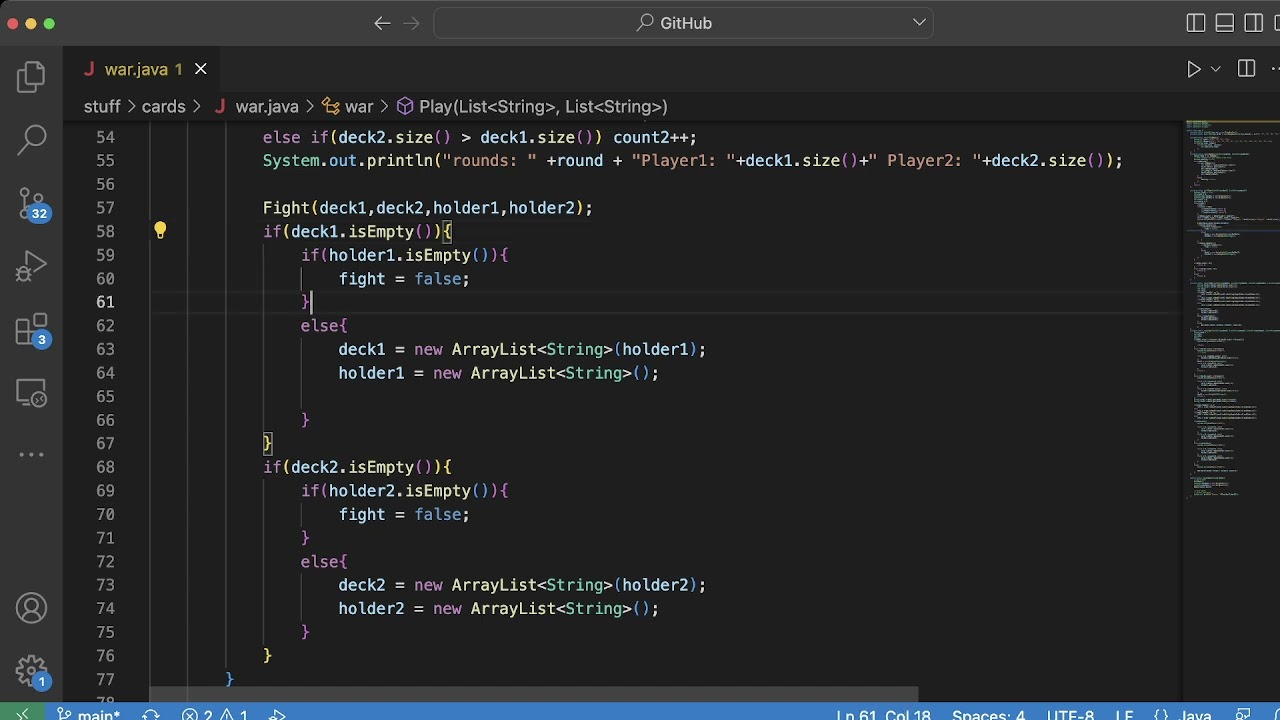 War card game - java