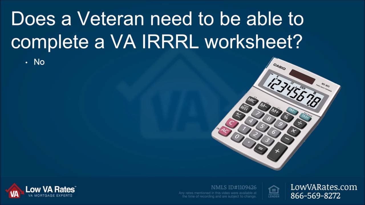 VA IRRRL worksheet | VA form 26-8923