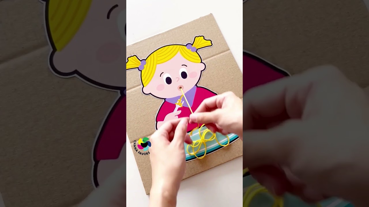 Kids Activity 🧩 | Spaghetti Yarn Fun #printables #chanafavors #kidsactivities #finemotorskills