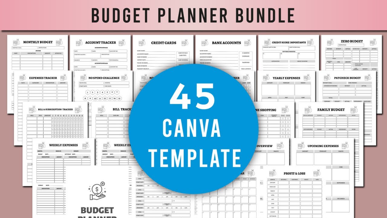 45++ Editable Budget Planner Bundle for Canva