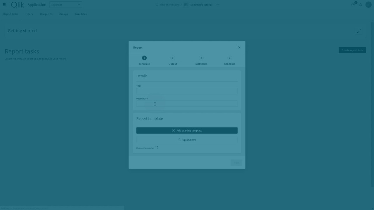 Creating a report task - Qlik Cloud Analytics