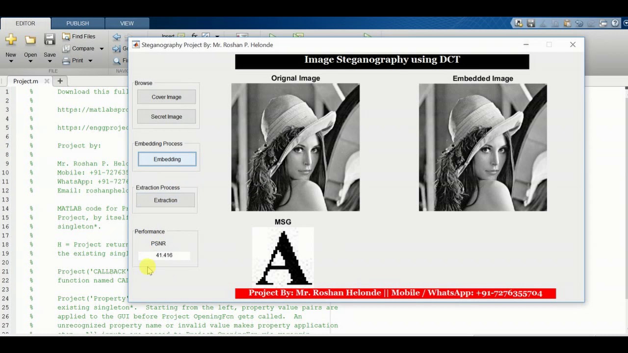 Matlab Code for Image Steganography Using DCT