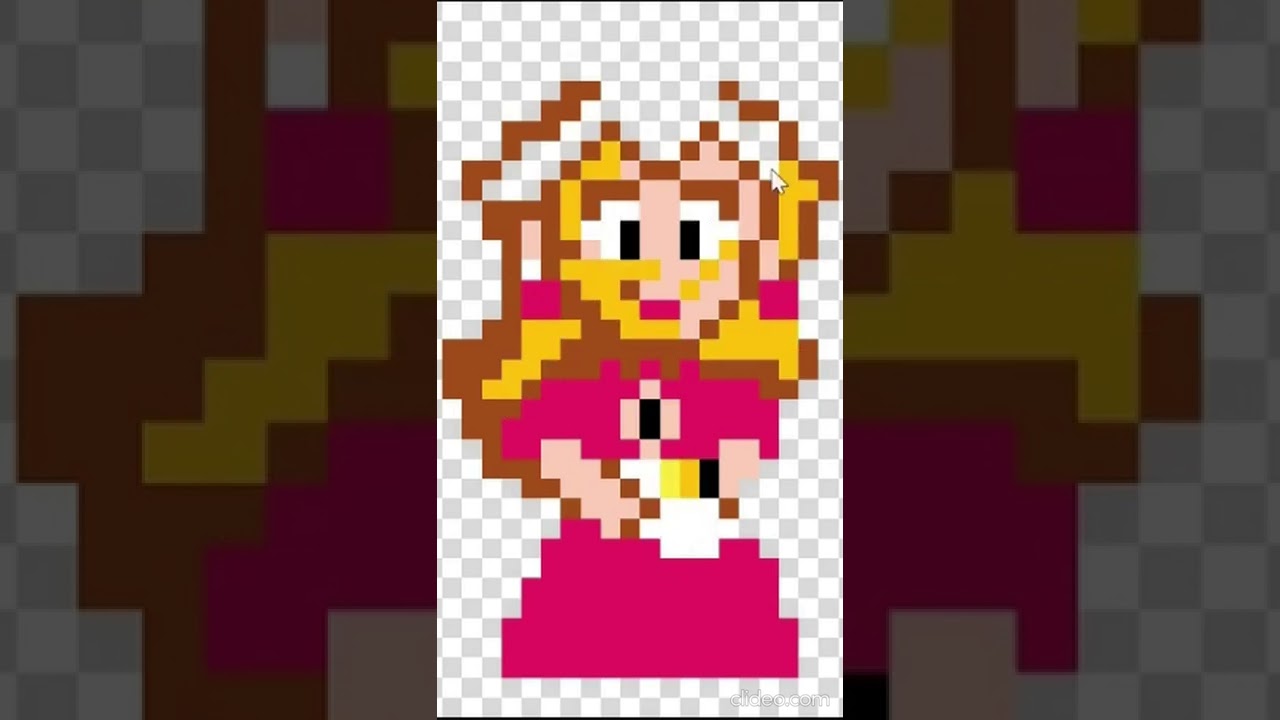 Drawing Princess Peach From Super Mario World In Pixel Art! #viral #shorts #supermario