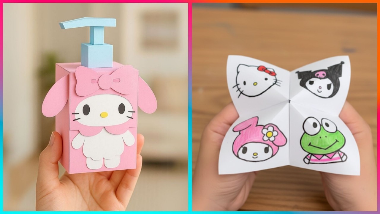 Cute HELLO KITTY & SANRIO Easy Paper Crafts To Do When Bored
