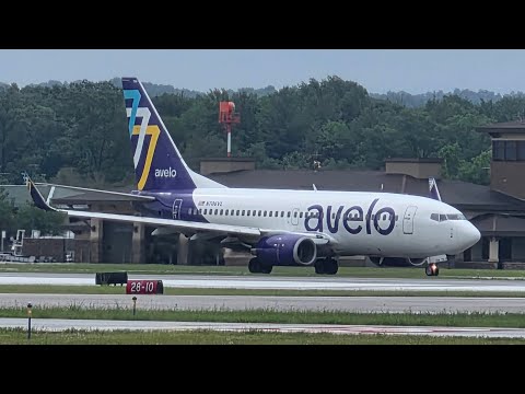 avelo Boeing 737 departing TVC Cherry Capitol Airport in Traverse City MI on 6/21/25