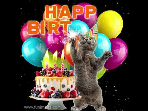Funny cat wishes you a happy birthday