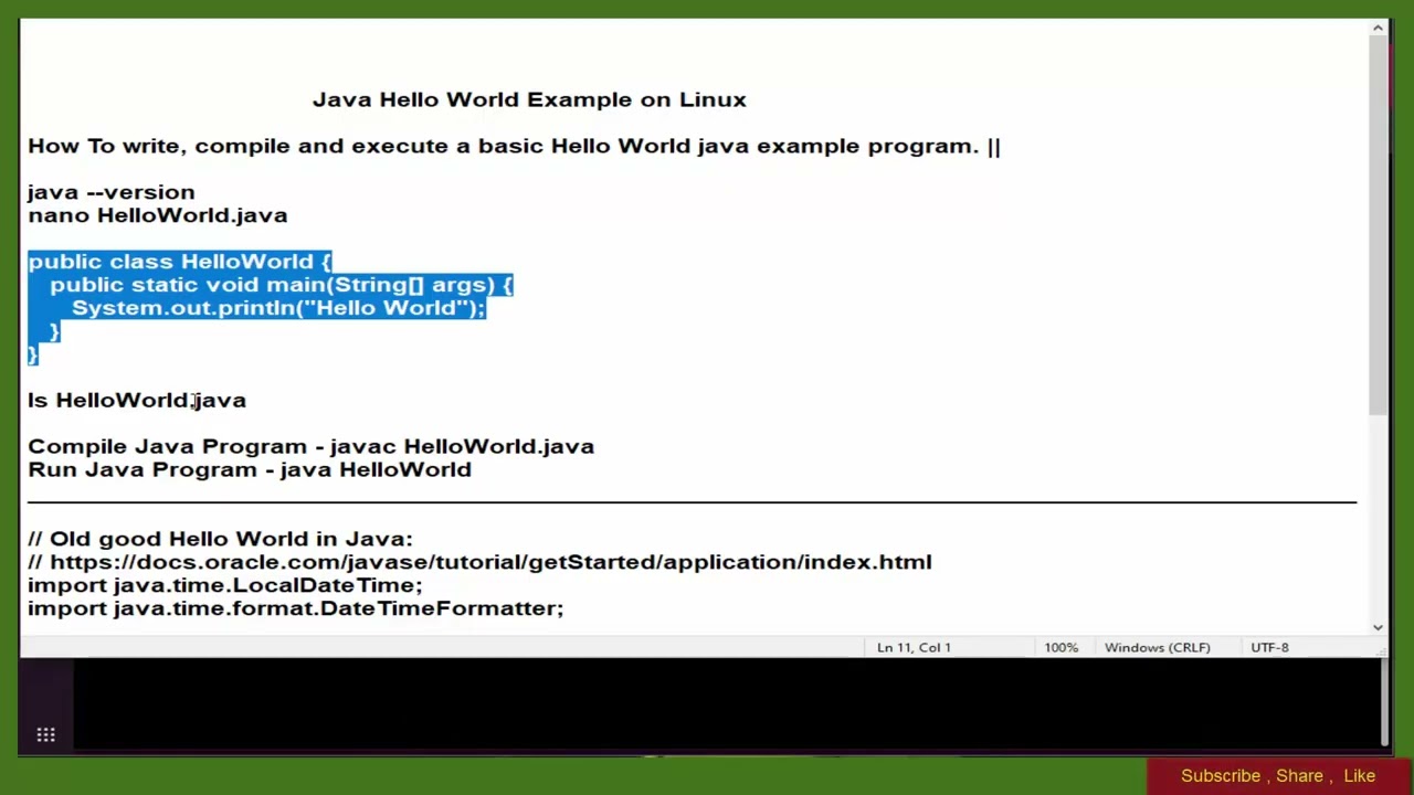 Java Hello World Example on Linux