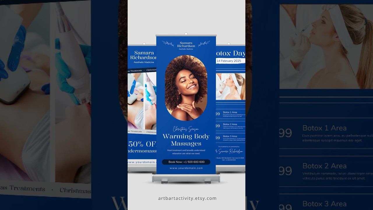 Roll Up Banner Canva Template #canvadesign #beauty #etsyshop #digitalmarketing #printdesign #diy