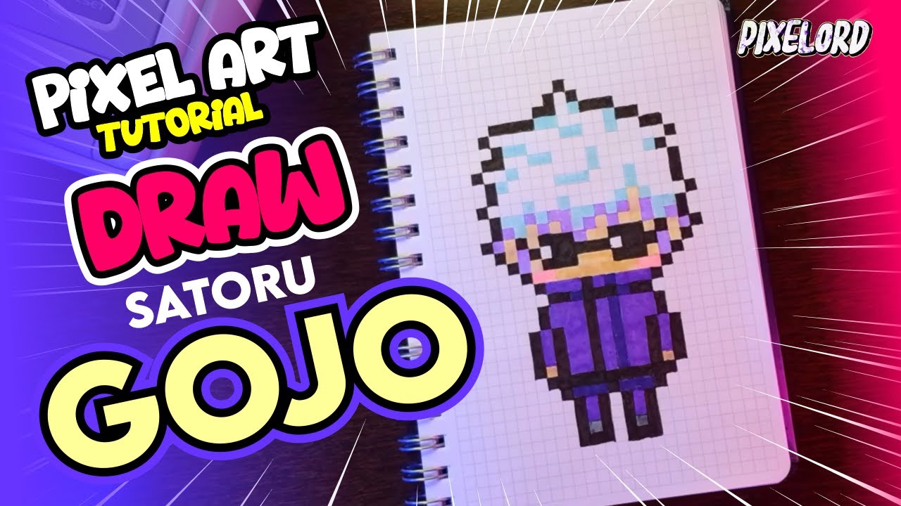 How to Draw Satoru Gojo Jujutsu Kaisen ✍️✨ - Pixel Art