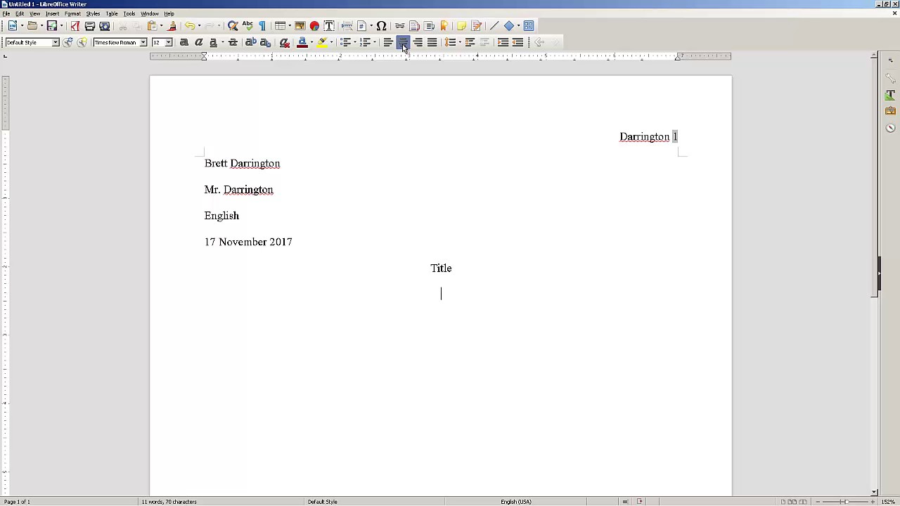 MLA Formatting Using Libre Office
