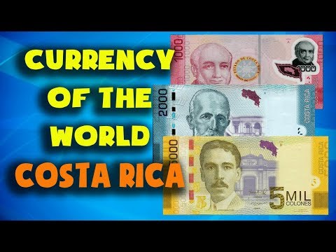Currency of the world - Costa Rica. Costa Rican colon. Costa Rican banknotes and Costa Rican coins