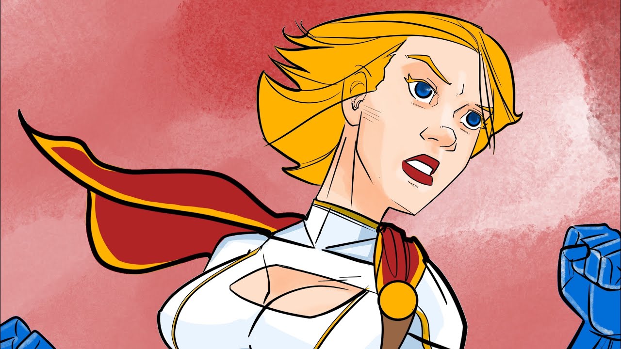 PowerGirl sketch in pinup girl style | procreate art