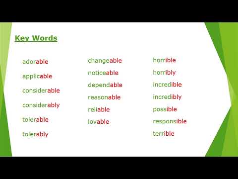 Spelling Lesson 9 - able / ably / ible / ibly