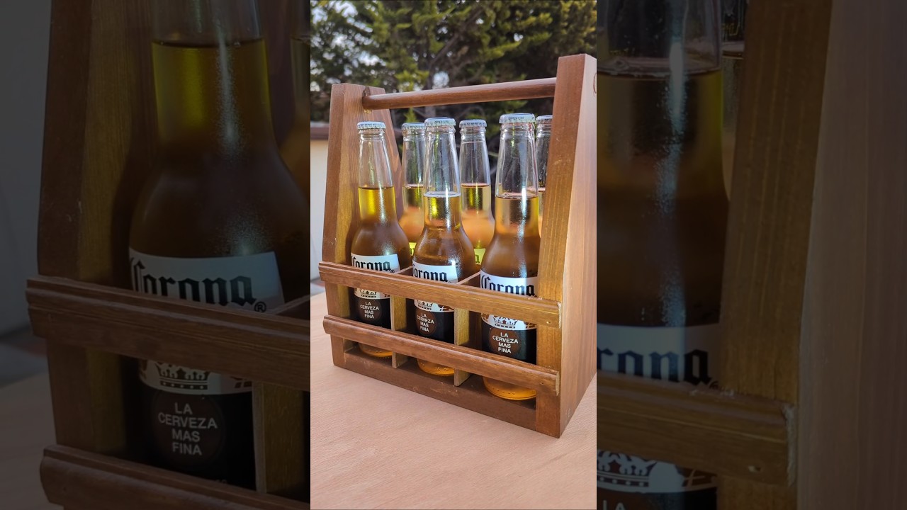 Cajita de madera para transportar cervezas, jugos, etc...