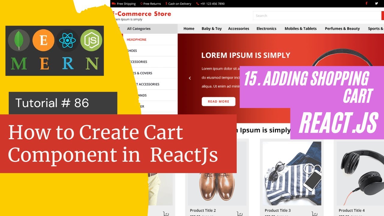 React js Tutorial # 86| How to Create Cart Component in  ReactJs |E-Commerce site
