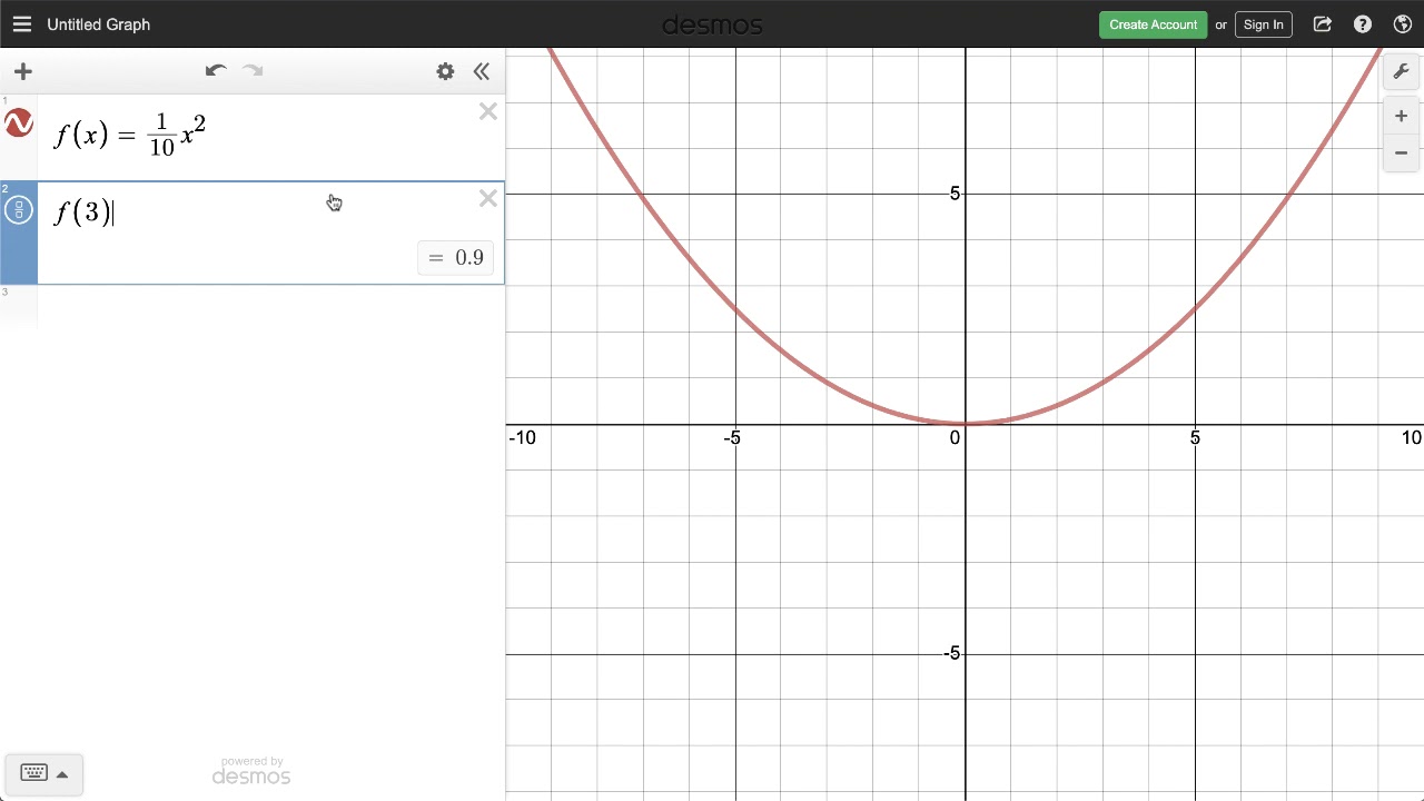 Learn Desmos: Function Notation