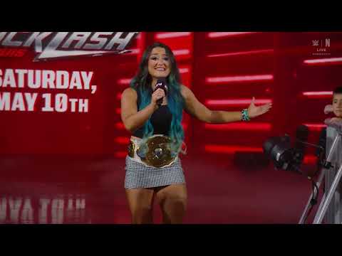 Becky Lynch accepts the challenge of Lyra Valkyria for Backlash: Raw, Apr. 28, 2025