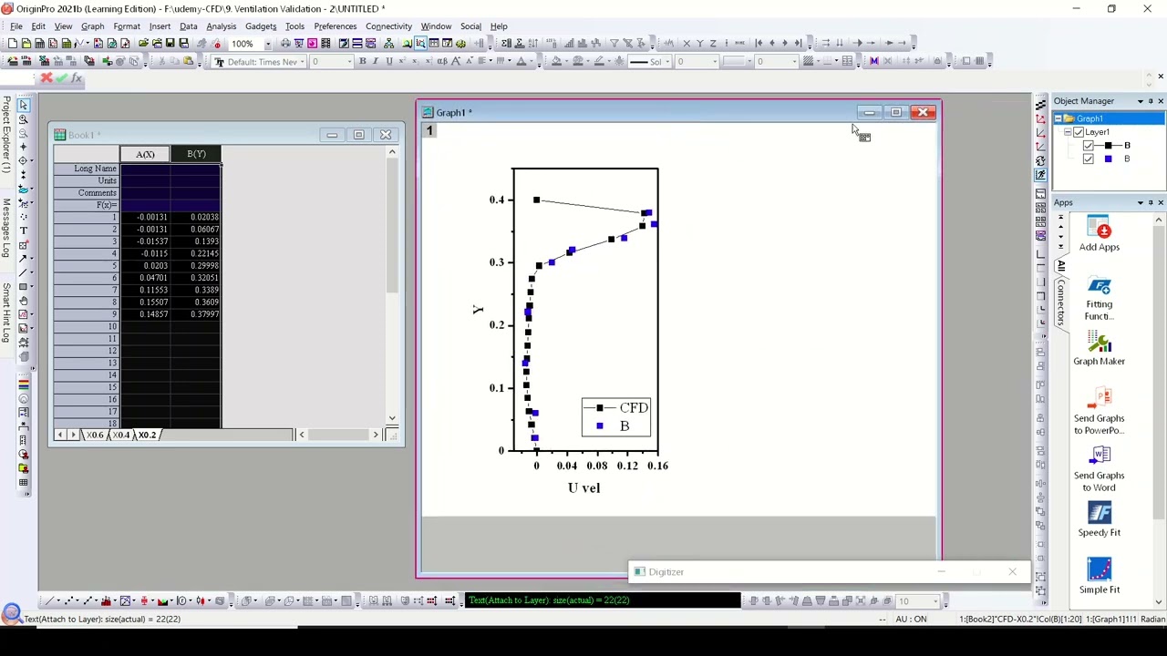 Comparing Experimental vs CFD Results | Data Extraction & Charting with Origin Software - 11