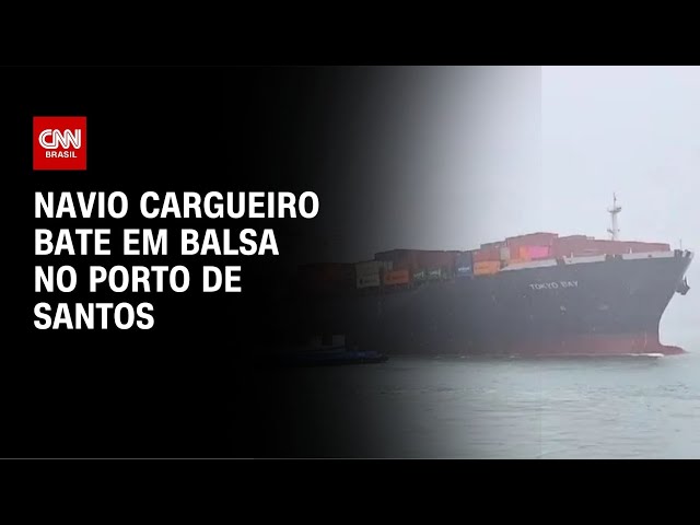 Vídeo: navio cargueiro colide com balsa durante travessia entre Santos ...