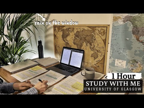 1 HOUR STUDY WITH ME on a RAINY NIGHT|Background noise, Gentle Rain, no music, no break