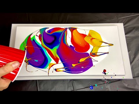 2 Paintings In 1! - Fluid Art Pouring Over Another Canvas!