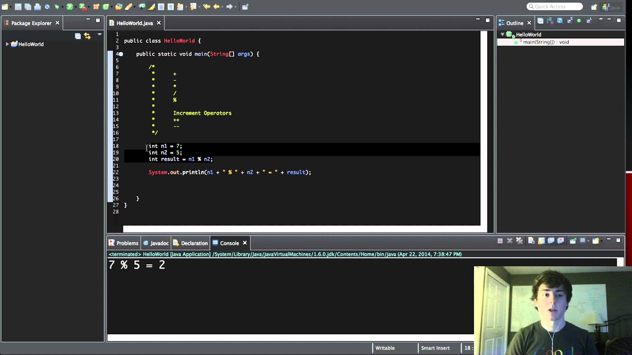 Programming for Beginners in Java - 7 - Modulus and Increment Operators