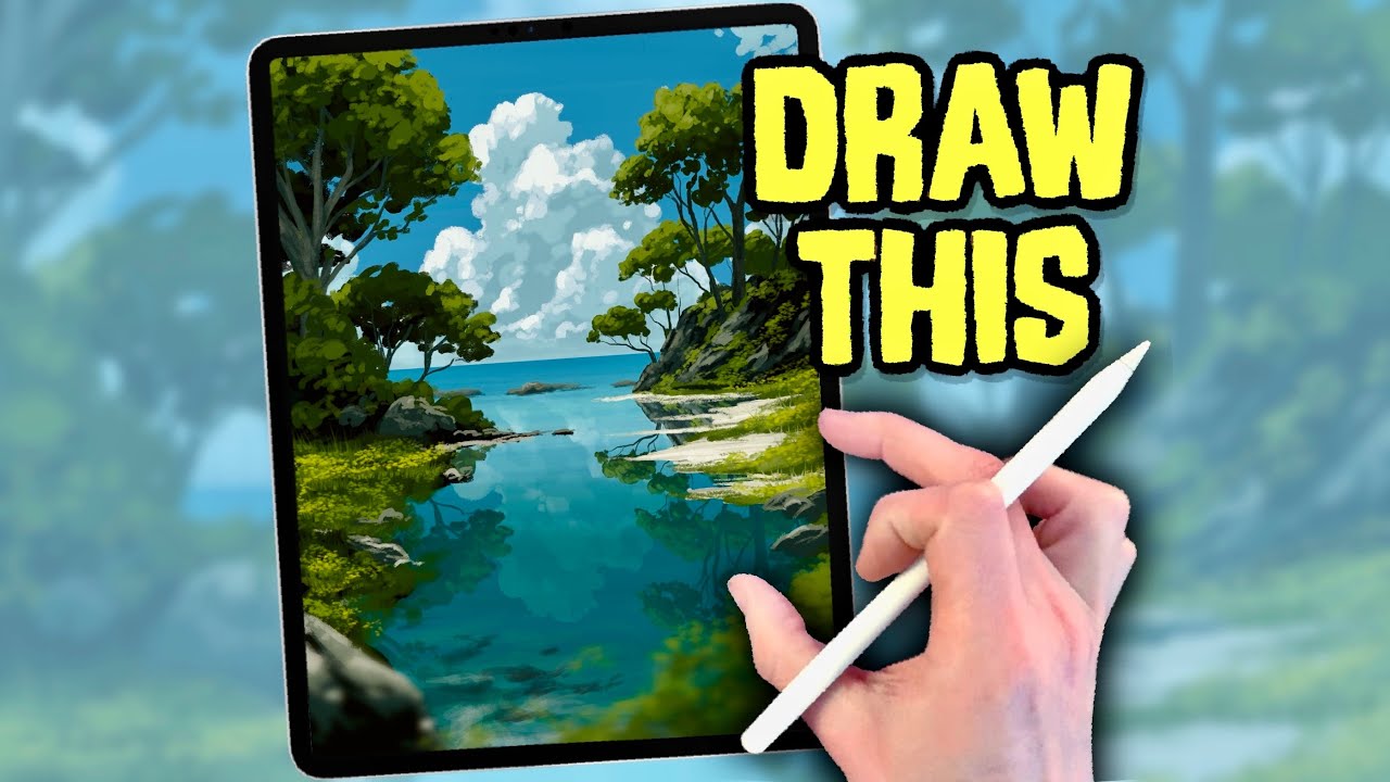 PROCREATE Landscape Drawing Tutorial - Coastal Trees