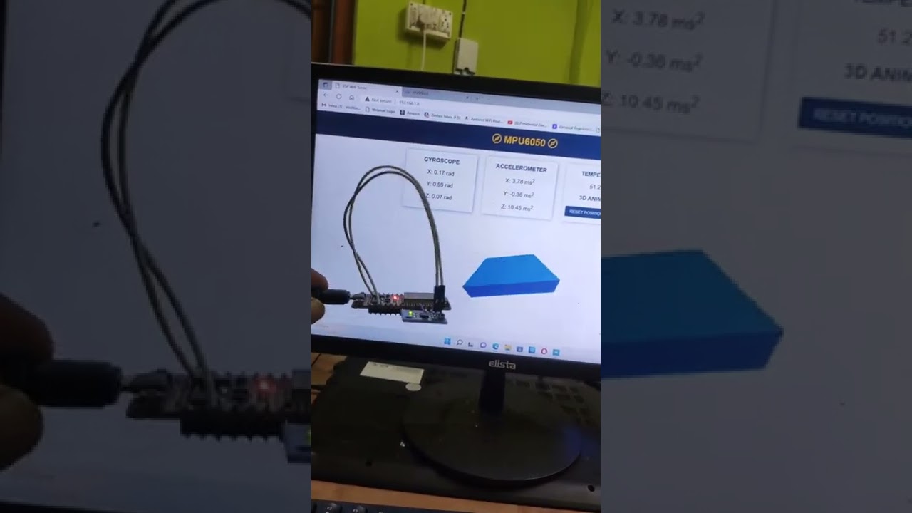 ESP32 Web Server with MPU-6050 Accelerometer and Gyroscope (3D object representation)