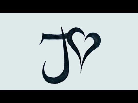 How to Draw J alphabet Tattoo with Heart!! J letter Tribal tattoo drawing