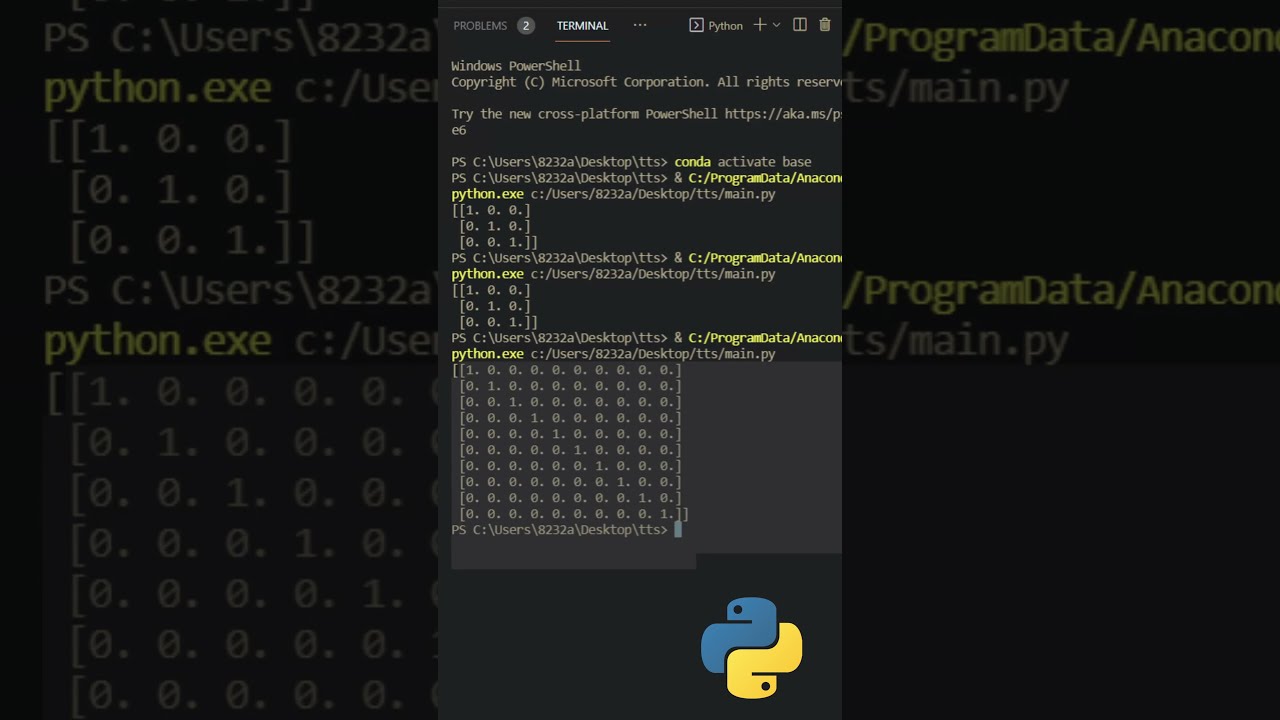 Create an Identity matrix in python using numpy