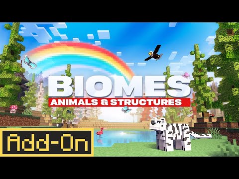BIOMES, ANIMALS & STRUCTURES ADDON For Minecraft Bedrock Edition FULL Showcase