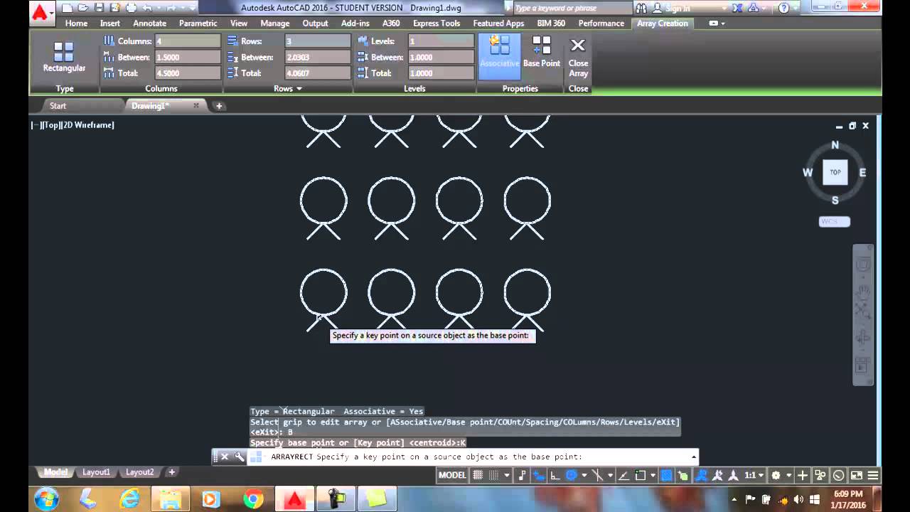 AutoCAD I  12-14 Rectangular Array   Specifying the Base Point