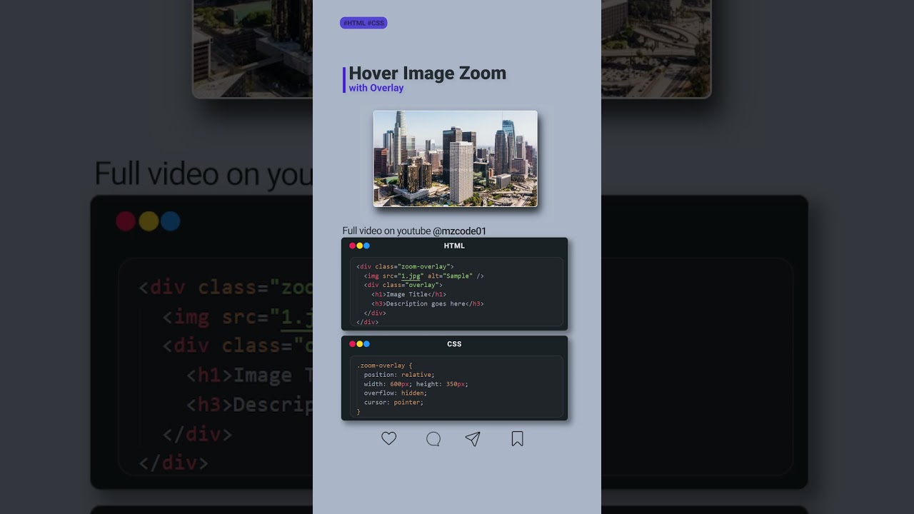 Easy HTML CSS Hover Zoom with Overlay Tutorial #Shorts #coding #html #css