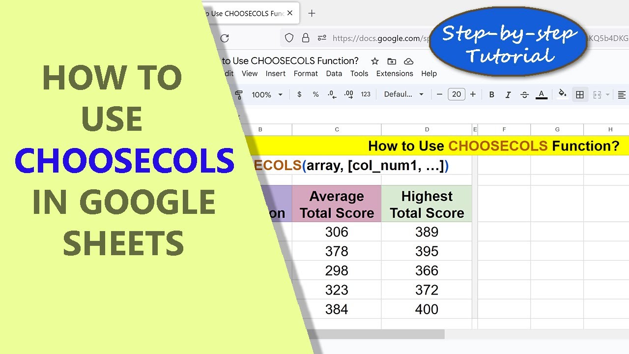 Google Sheets | CHOOSECOLS | Function | Example | Extract Column Data | Spreadsheet | Tutorial