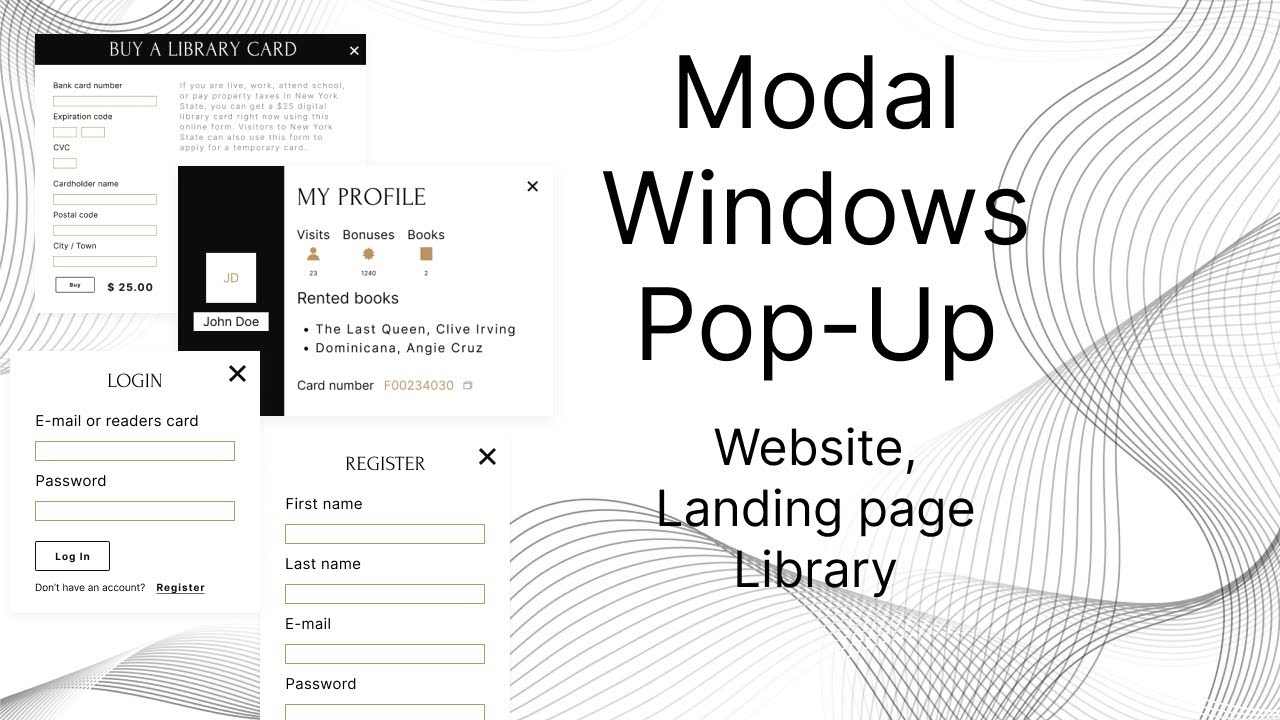 Landing Page - Library. Website functionality. Modal Window. Pop-Up's