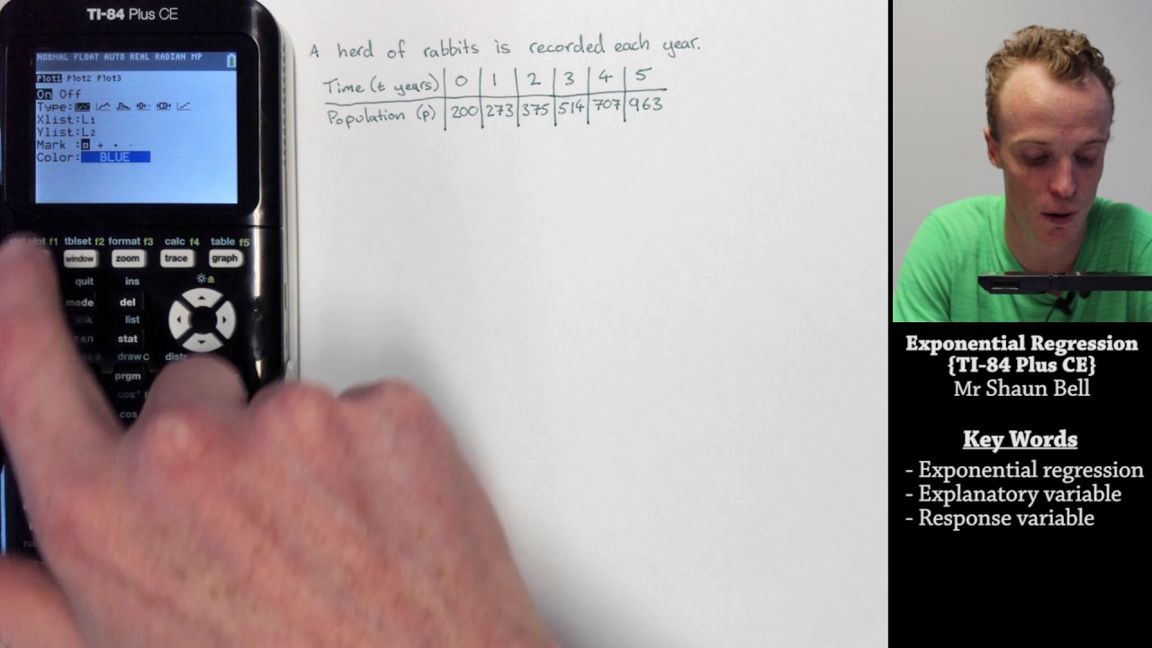 Bivariate Statistics: Exponential Regression {TI 84 Plus CE}