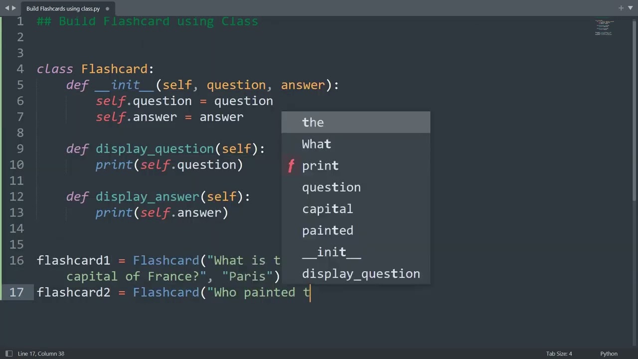 Build flashcards using class in Python | Python Examples | Python Coding Tutorial | Python Interview