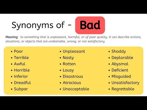 Synonyms Of Bad, Bad Synonyms Words List, Meaning & Example Words #vocabulary #synonyms