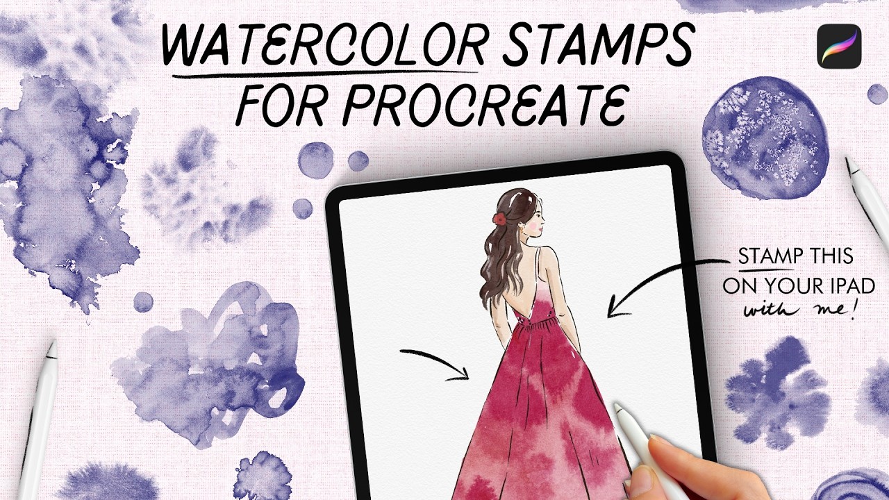 Amazing Stamps Brush Pack for Procreate (how to use watercolor stamp brushes on your ipad!)