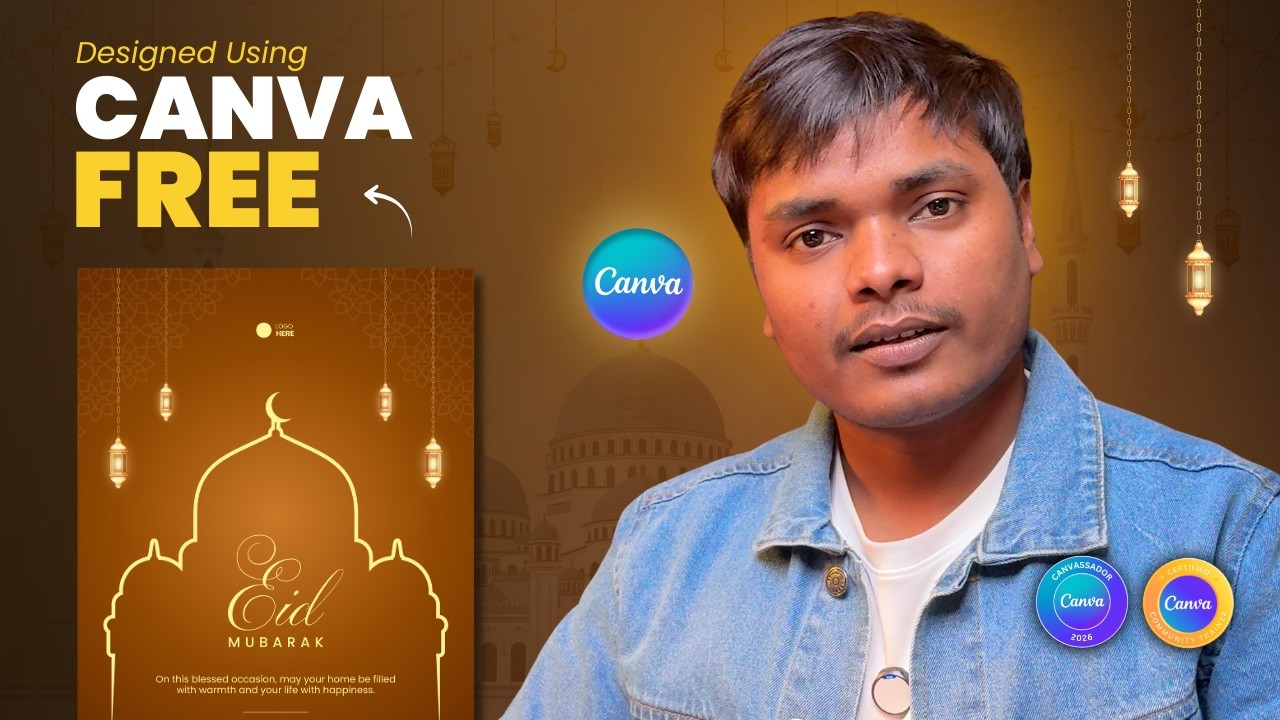 How to make Eid Mubarak Post in Canva Free | Eid Template Design Tutorial 2026