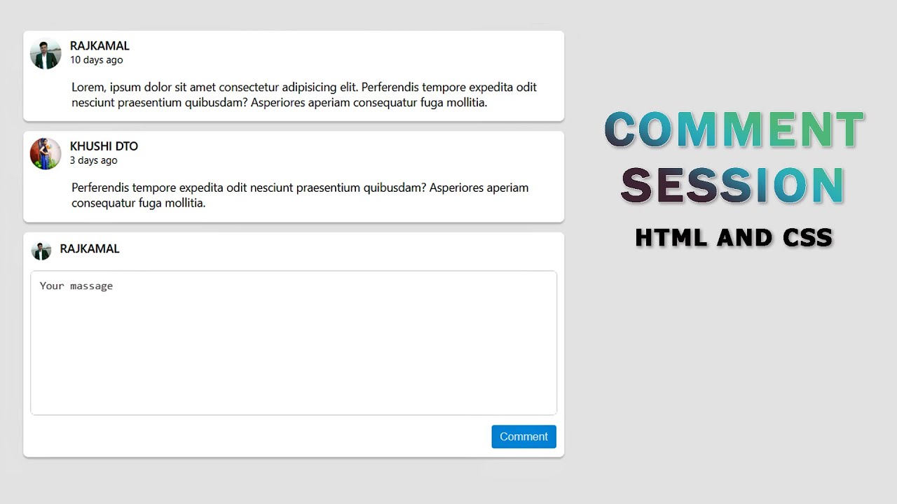 How  to Create a Comments Box using HTML and CSS | Comment Box HTML and CSS