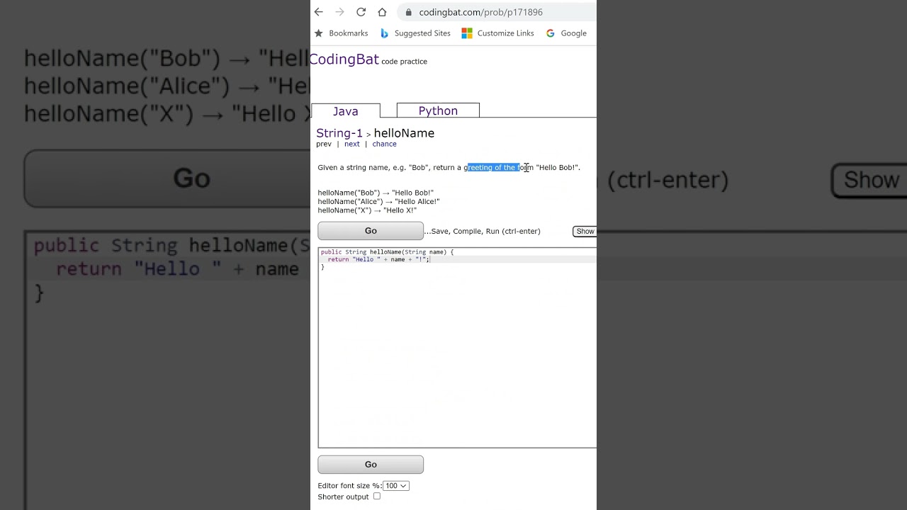 java codingbat Solutions part 1 #shortfeed