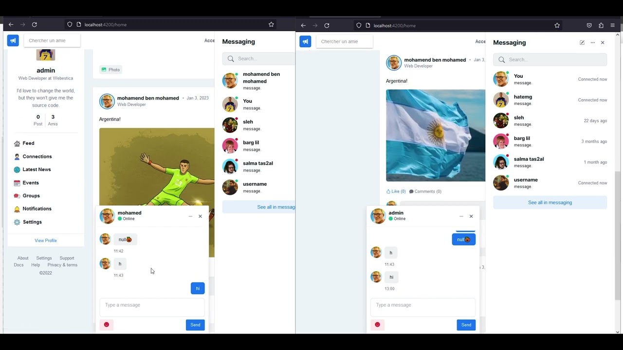 Spring boot Angular Private Chat app (updated)