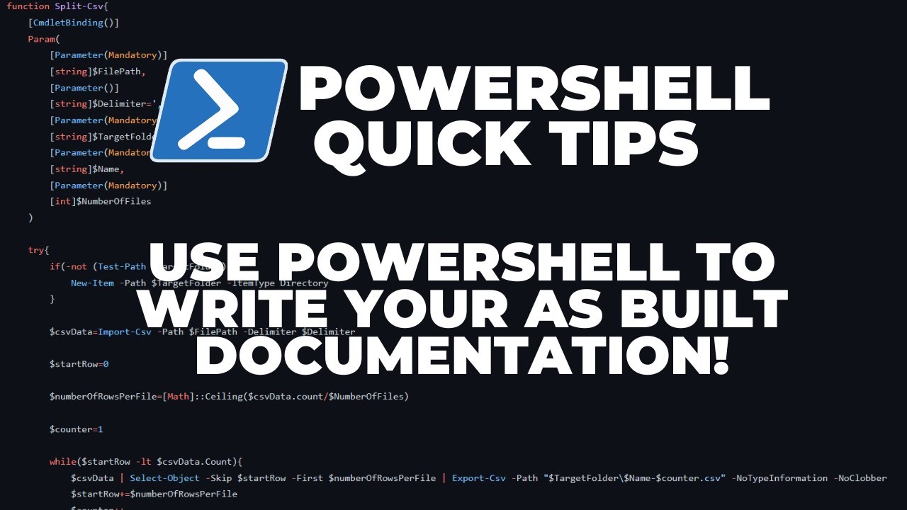 PowerShell Quick Tips : Using PowerShell to write your As Built Documentation