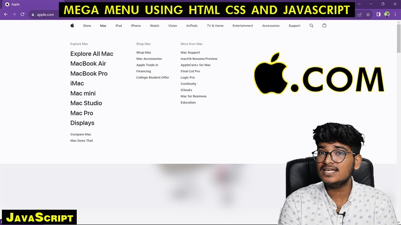 Mega menu using html CSS and JavaScript | Mega Menu apple.com | Html, CSS and JavaScript |Deepak sir