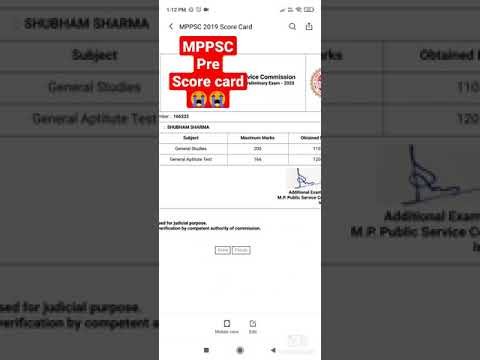 MPPSC Pre Score Card 2020// 😭😭